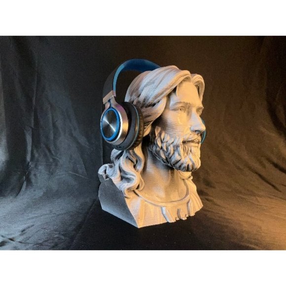 Art | Jesus Christ Headphone Stand Black And White Fade Headset Rack ...